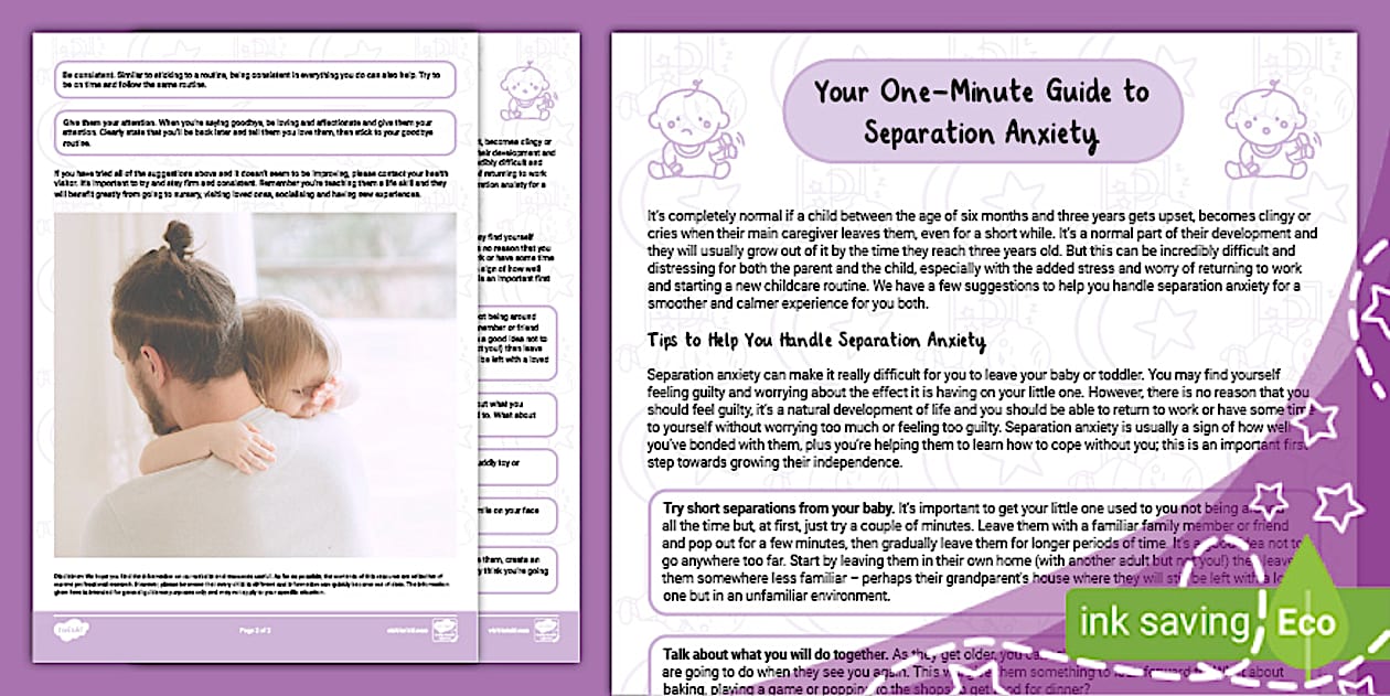 Your One-Minute Guide to Separation Anxiety (teacher made)