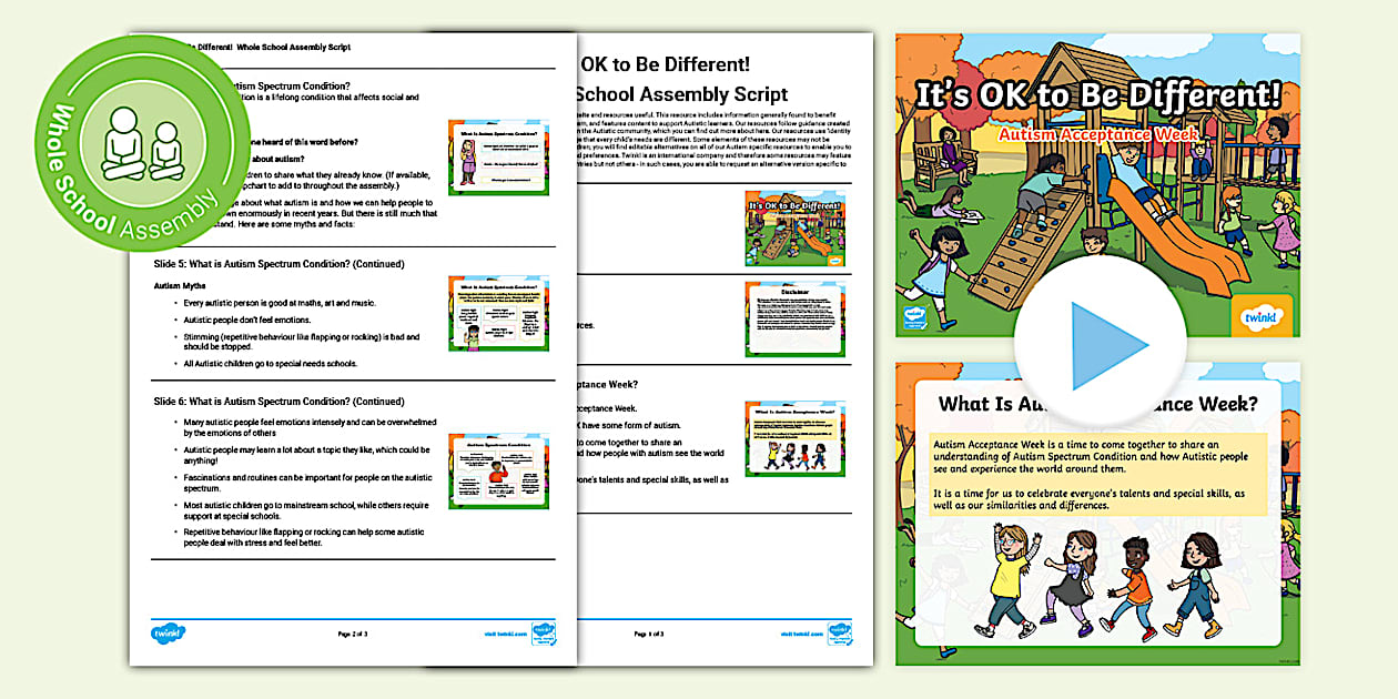 It's OK To Be Different Autism Awareness and Acceptance