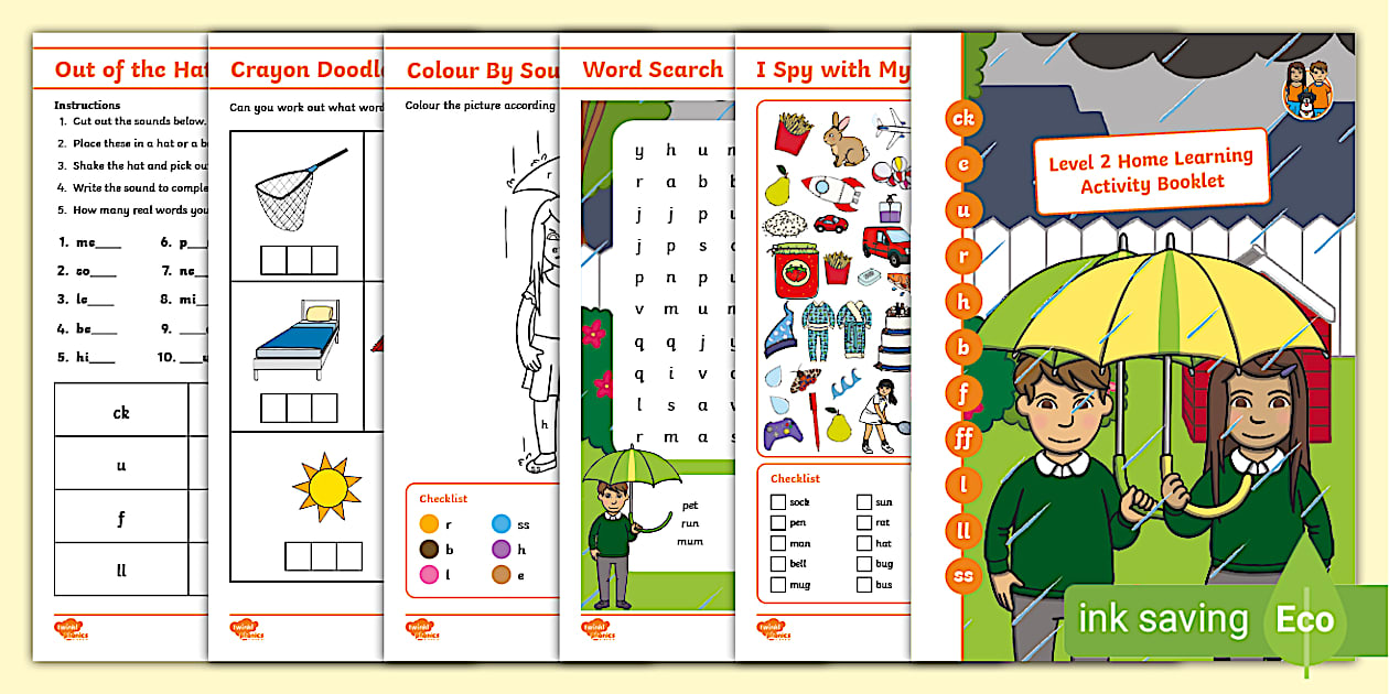 Phonics Home Learning Activity Booklet Level 2 ck, e, u, r, h, b, f, ff, l,