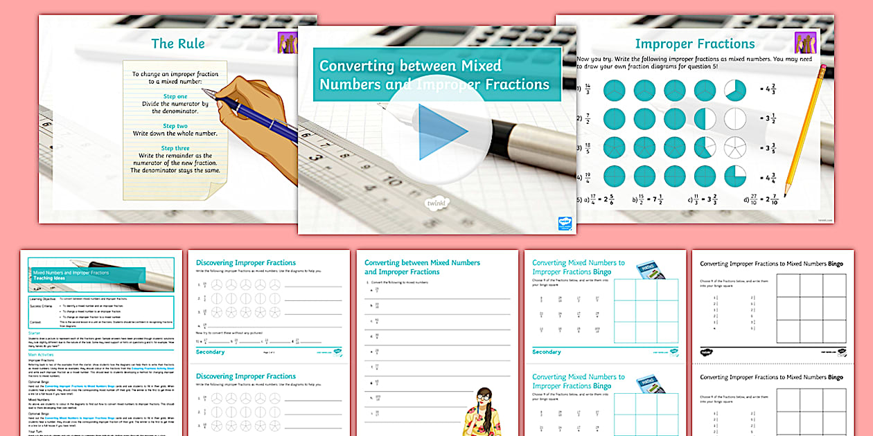 Fractions Lesson 2: Converting between Improper Fractions and Mixed Numbers