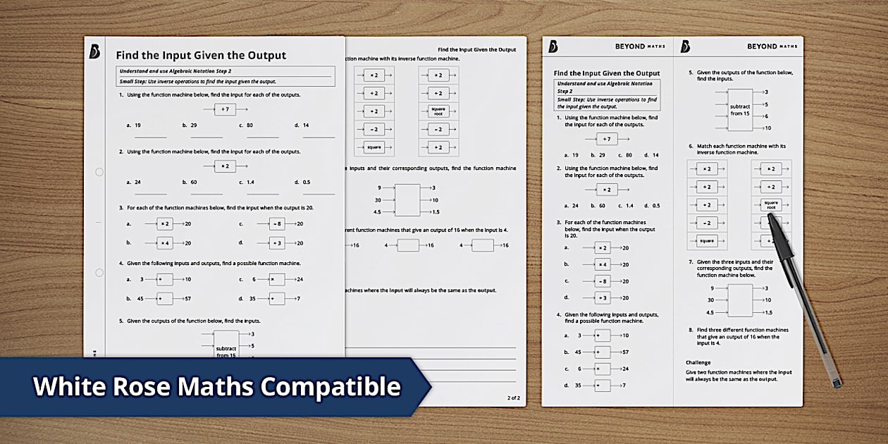 👉 White Rose Maths Year 7 PDF Worksheet: Functions | KS3 Maths