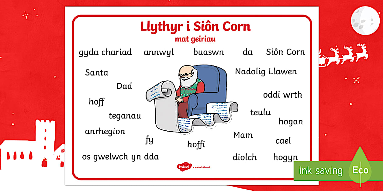 Mat Geiriau Llythr i Sion Corn (teacher made) - Twinkl
