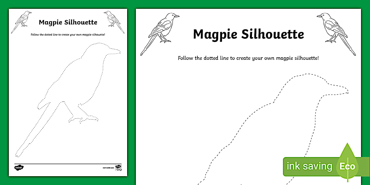 Magpie Silhouette Drawing Activity (teacher made) - Twinkl