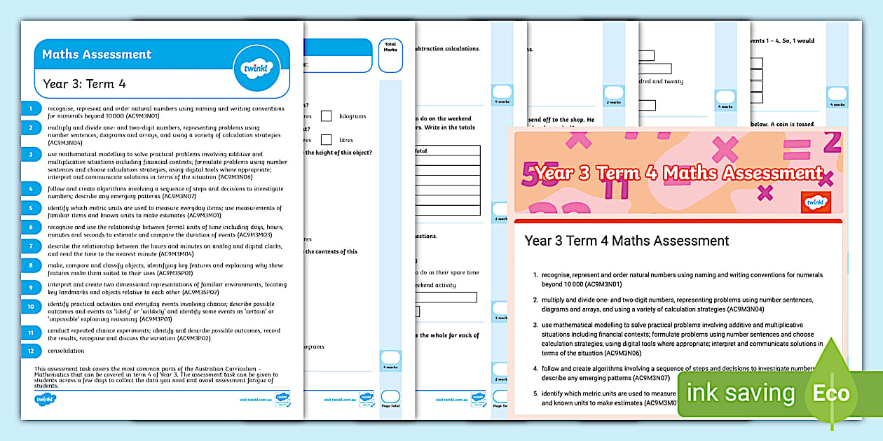 Year 3 Term 4 Maths Assessment (teacher made) - Twinkl