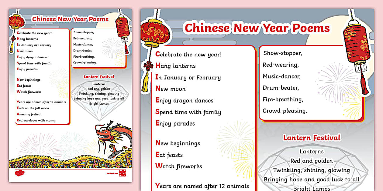 KS1 Chinese New Year Poem Examples - Twinkl