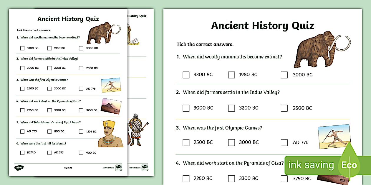 Ancient History Quiz (teacher made) - Twinkl