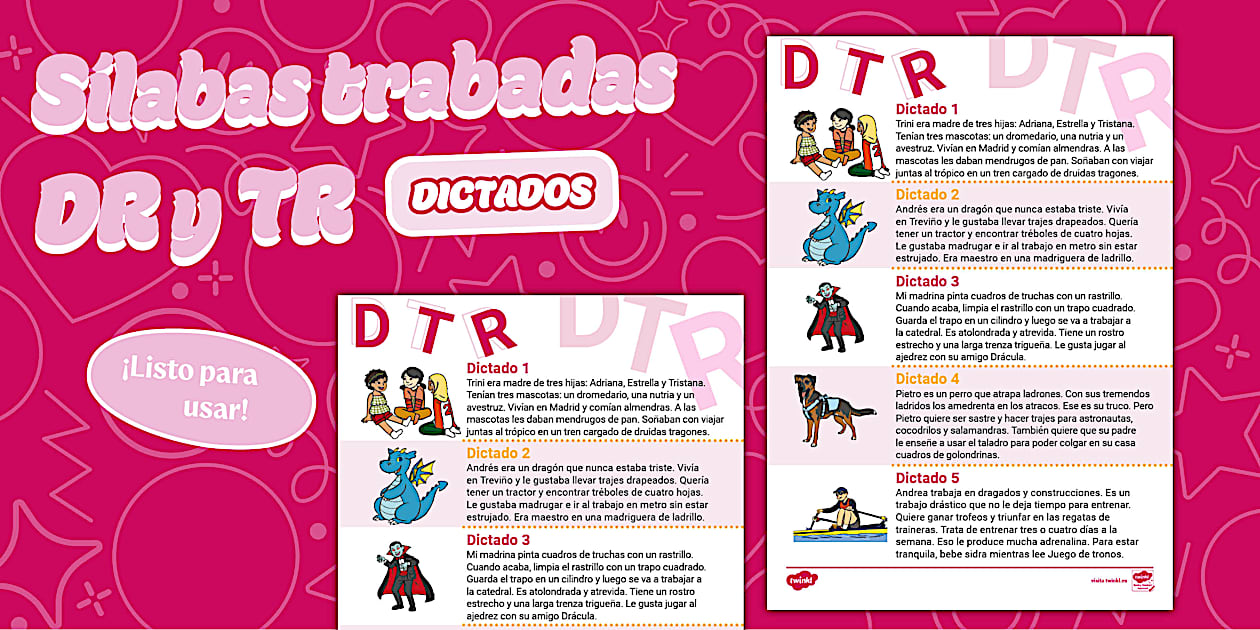 Dictados: Sílabas trabadas DR y TR