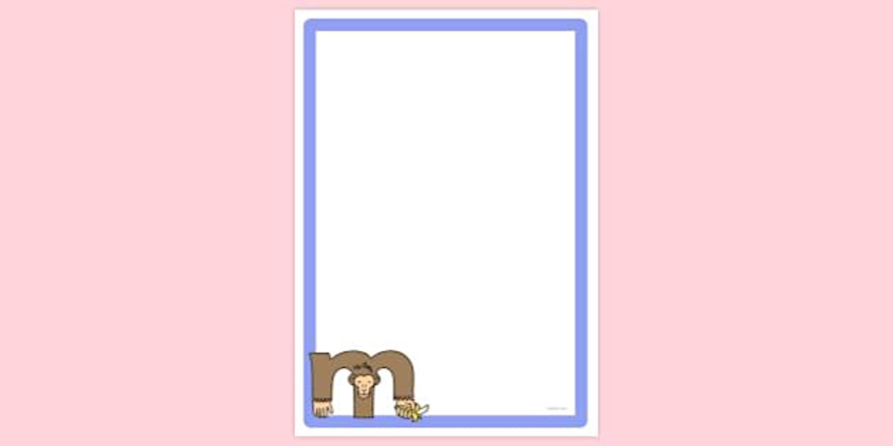'M' Monkey Lowercase Page Border | Page Borders | Twinkl