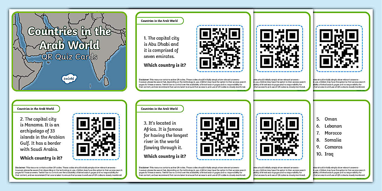 Countries in the Arab World QR Quiz Cards - Twinkl