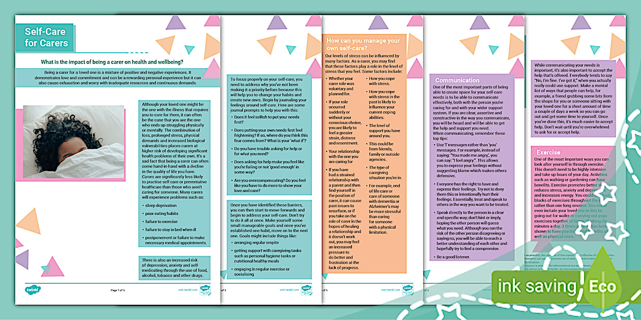 Self-Care for Carers (Teacher-Made) - Twinkl