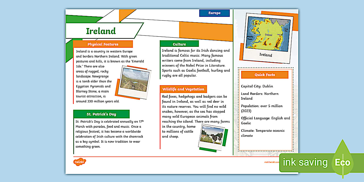 Ireland Fact File - Twinkl - KS2 (teacher made) - Twinkl