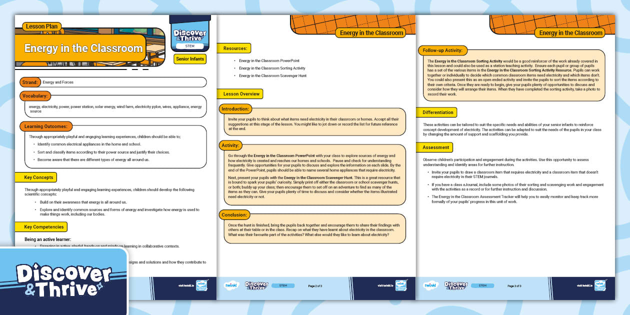 STEM (Energy+Forces) The Classroom Lesson Plan (Senior Infants)