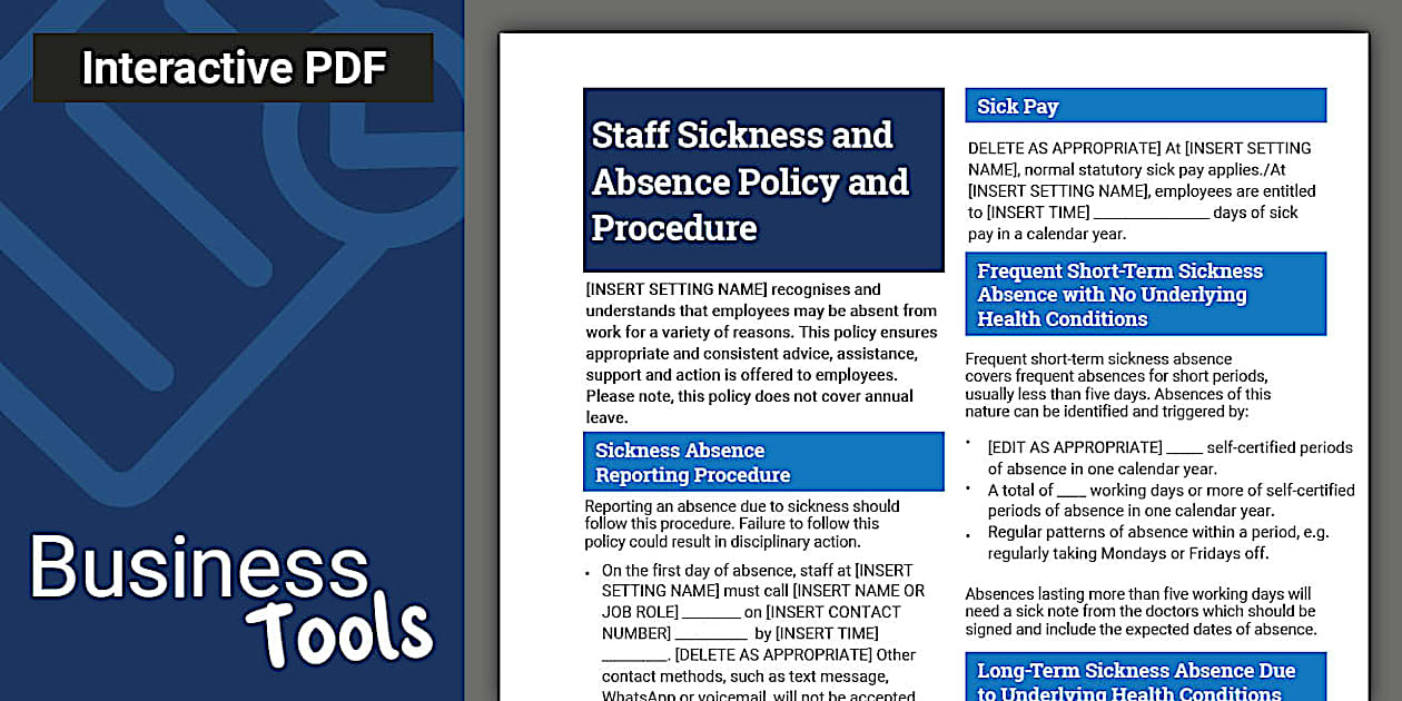 Staff Sickness and Absence Policy and Procedure for Private Childcare ...