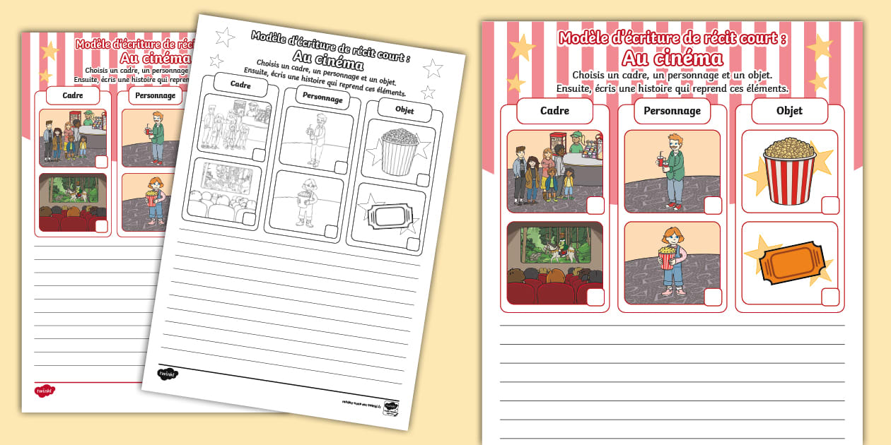 Modèle d'écriture de récit court : Au cinéma - Twinkl