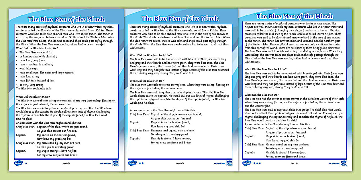 The Blue Men of the Minch Differentiated Fact File - Twinkl