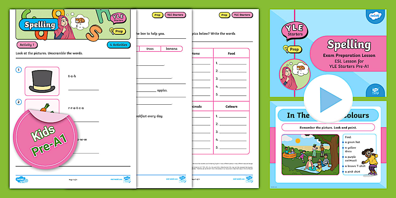 YLE Starters - Prep Lesson (Spelling) (teacher made)