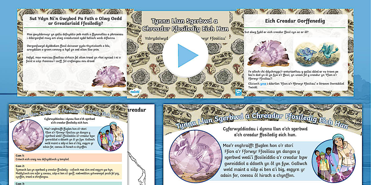 Ffion a'r Fforwyr Ffosiliau: Tynnu Llun Sgerbwd a Chreadur Ffosiledig ...