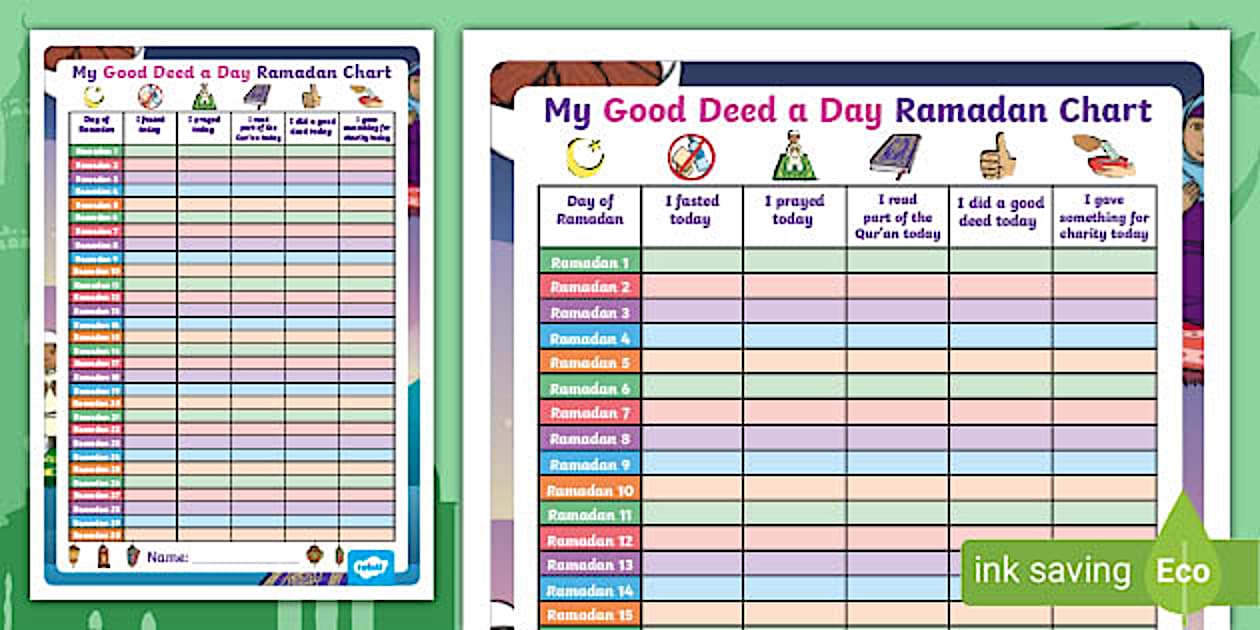 A Good Deed a Day Ramadan Chart | Twinkl Resources - Twinkl