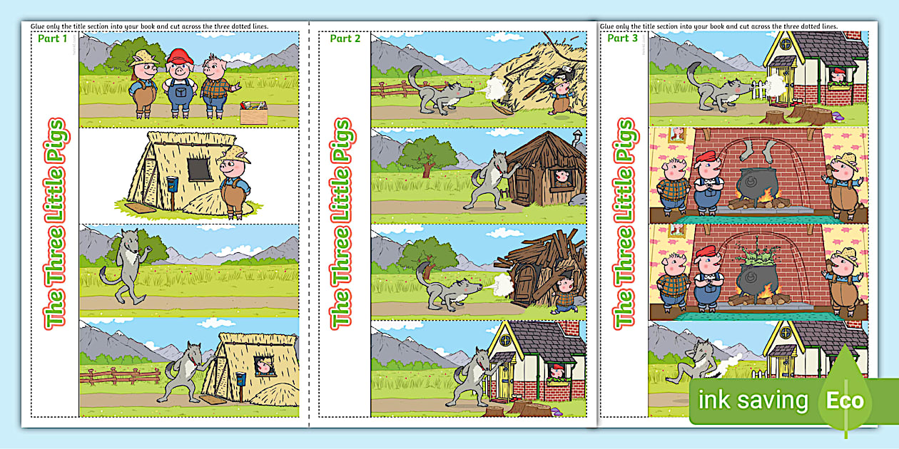 Three Little Pigs Story Writing Flap Book - Twinkl