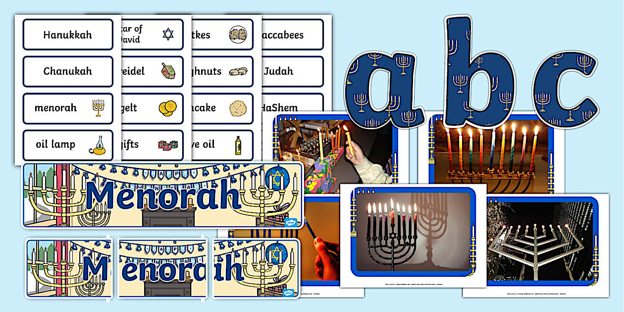 Hanukkah Menorah Display Pack (teacher made) - Twinkl