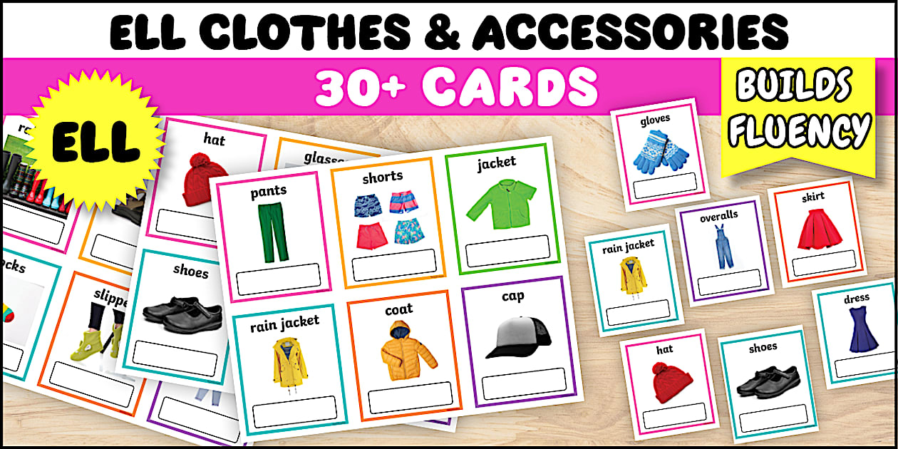 Clothes Cut and Paste Photo Word Cards for ELL - Twinkl