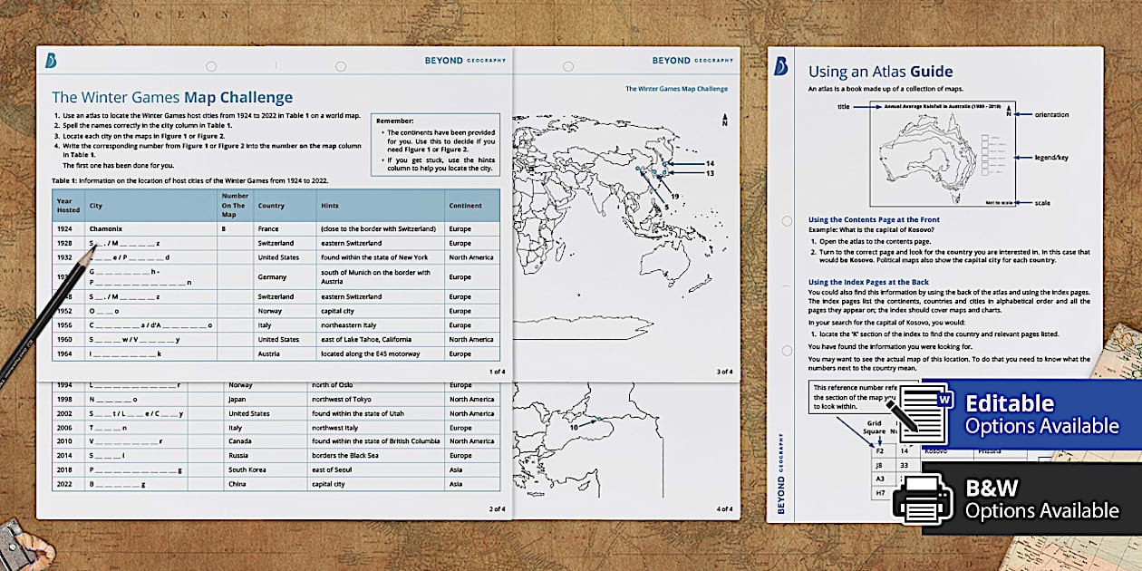 Winter Olympic Host Cities Map Challenge | Beyond - Twinkl