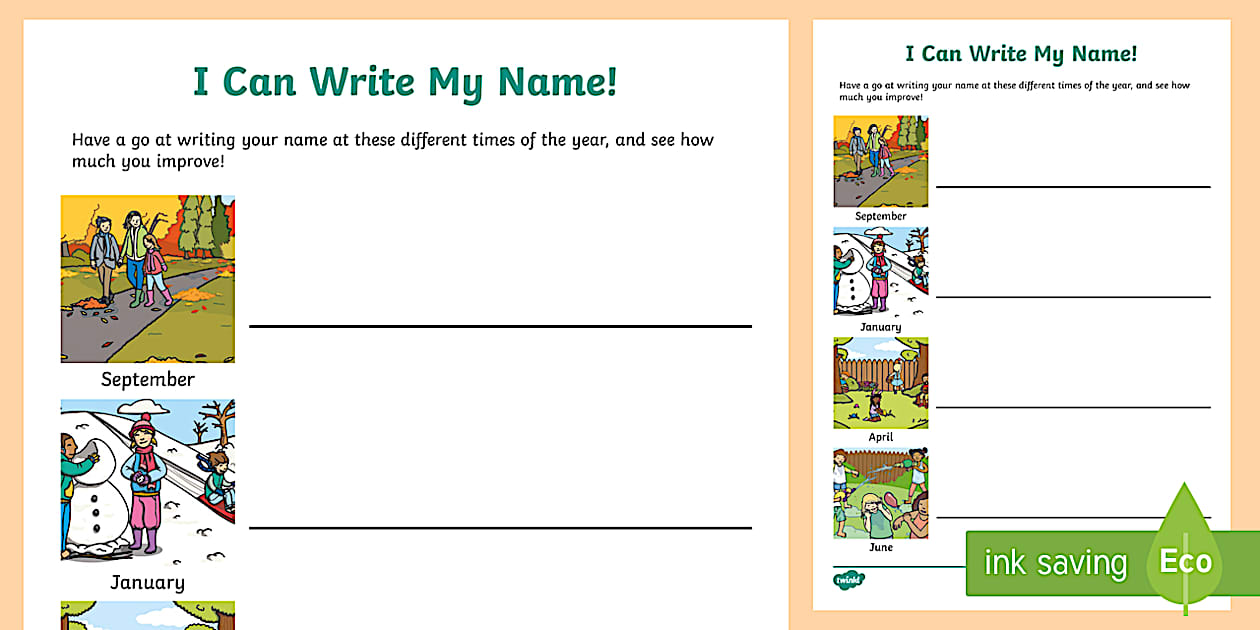 I Can Write My Name! Academic Year Progression Pencil Control Worksheet