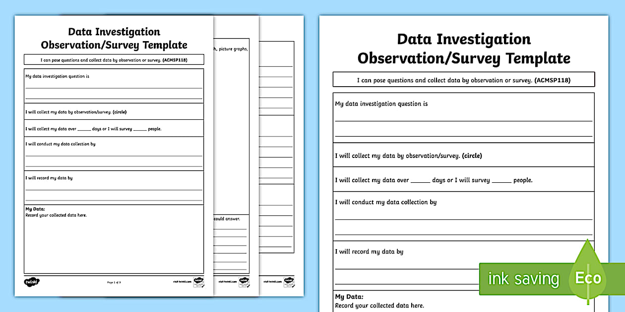 Editable Data Investigation Observation/Survey Template