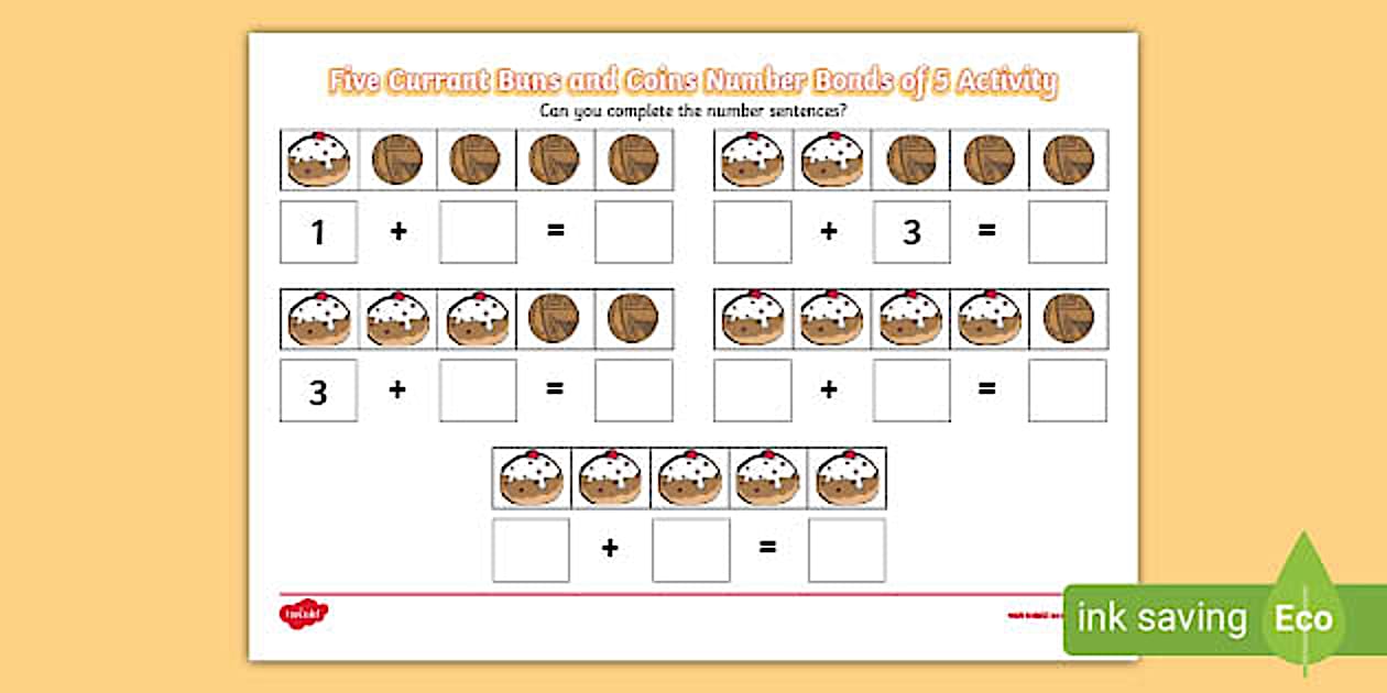 Five Currant Buns Number Bonds to 5 Activity (teacher made)