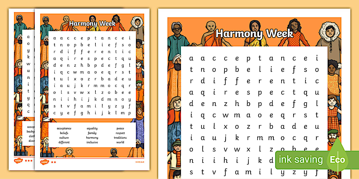 Harmony Week Word Search | F-2 | Australian Learning Resource