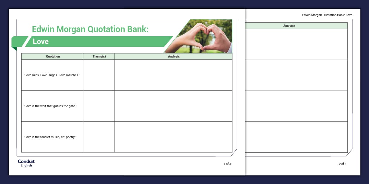 Edwin Morgan Quotation Bank: Love (teacher made) - Twinkl