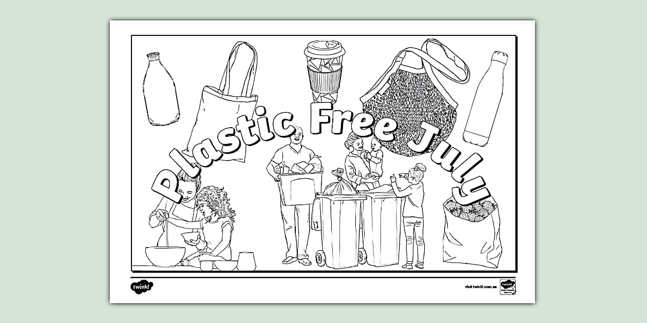 Plastic Free July Colouring Sheet (teacher made) - Twinkl