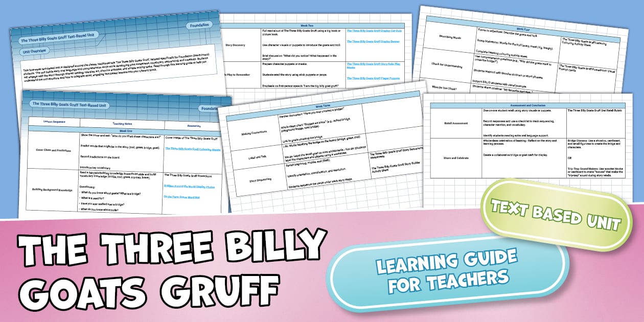 The Three Billy Goats Gruff Text Based Unit Teacher Learning Guide