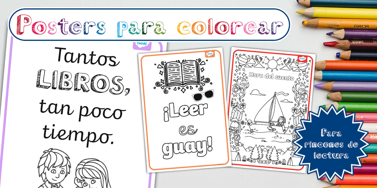 Pósters: Rincones de lectura - para colorear
