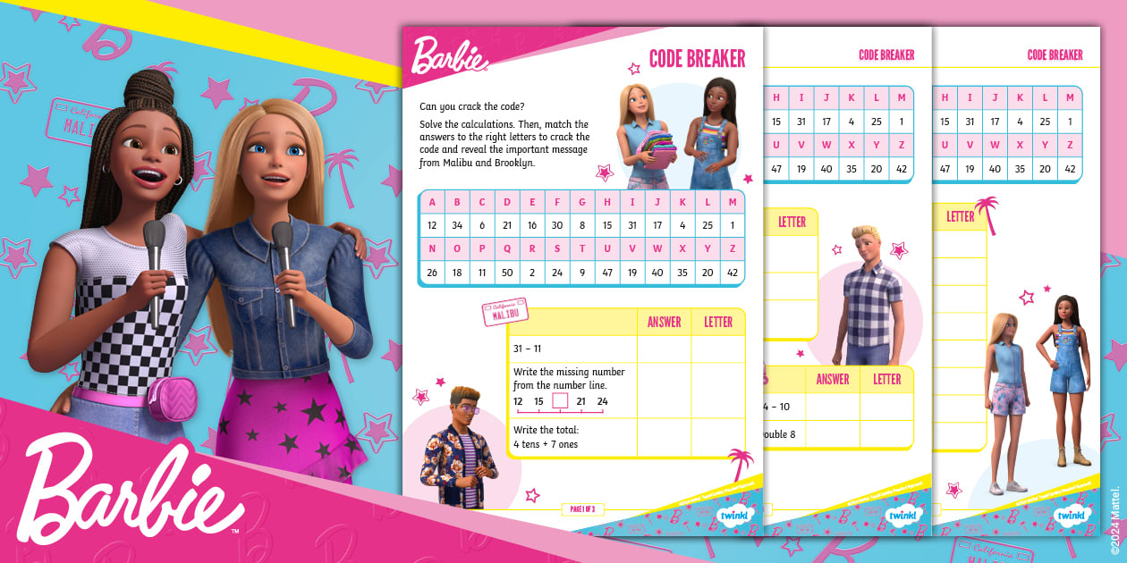 👉 Barbie: Maths Code Breaker Activity [Ages 5-7] - Twinkl