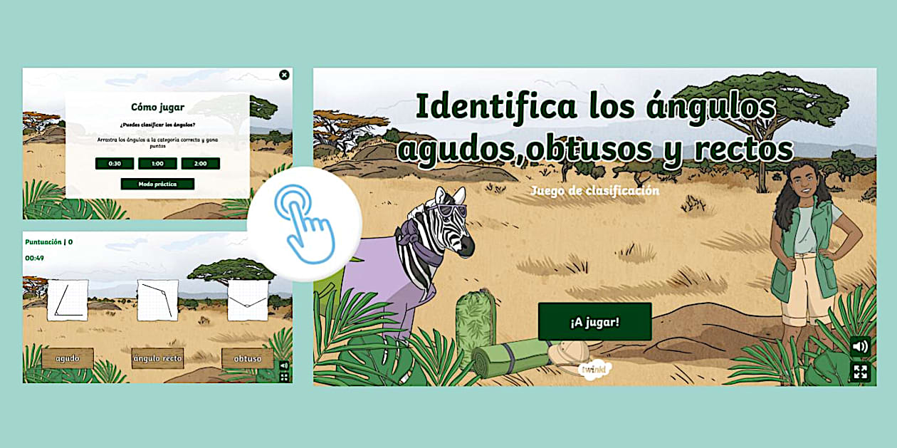 Juego interactivo: Clasifica los ángulos- Twinkl Go