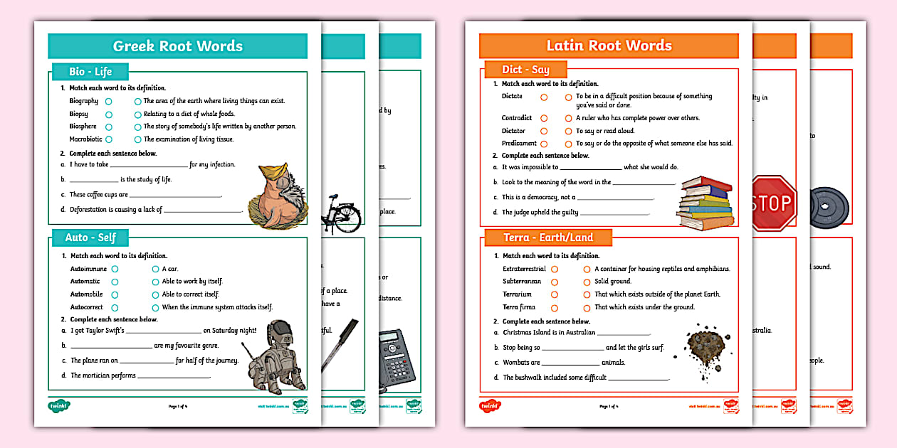 Greek and Latin Root Words Activity - Twinkl