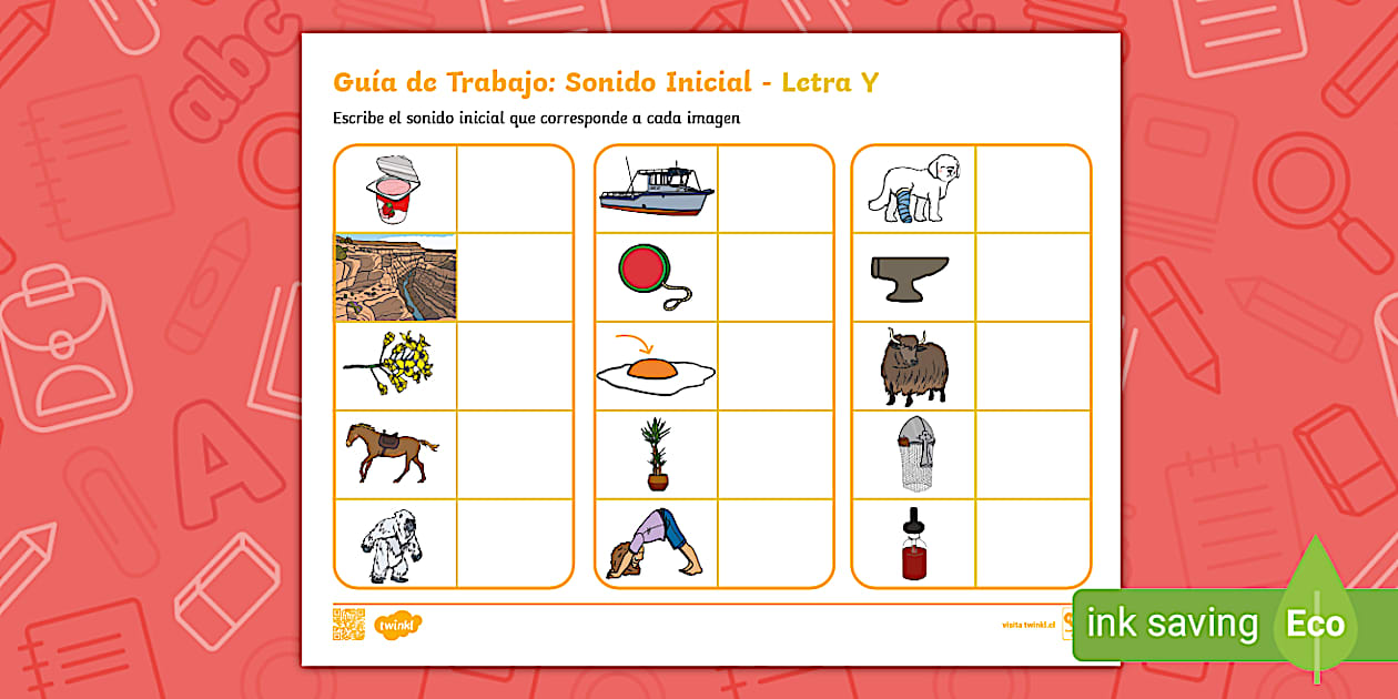Guía de Trabajo: Sonido Inicial - Letra Y