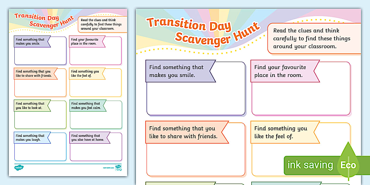 Transition Day Scavenger Hunt Activity (teacher made)