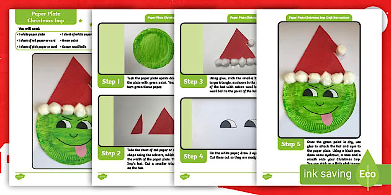 The Christmas Imp Paper Plate Craft Activity - Twinkl