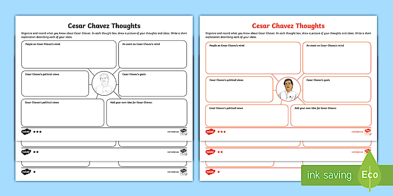 Cesar Chavez Mind Map Differentiated Worksheet - Twinkl