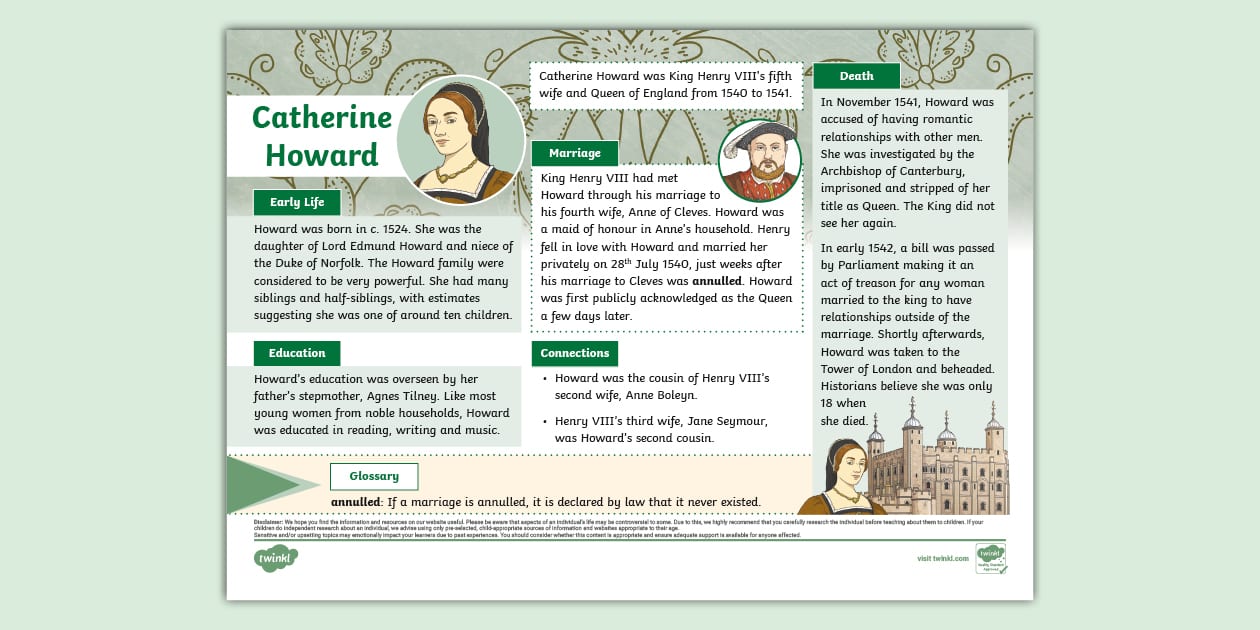Catherine Howard Fact File - History - Tudors - Twinkl - KS2