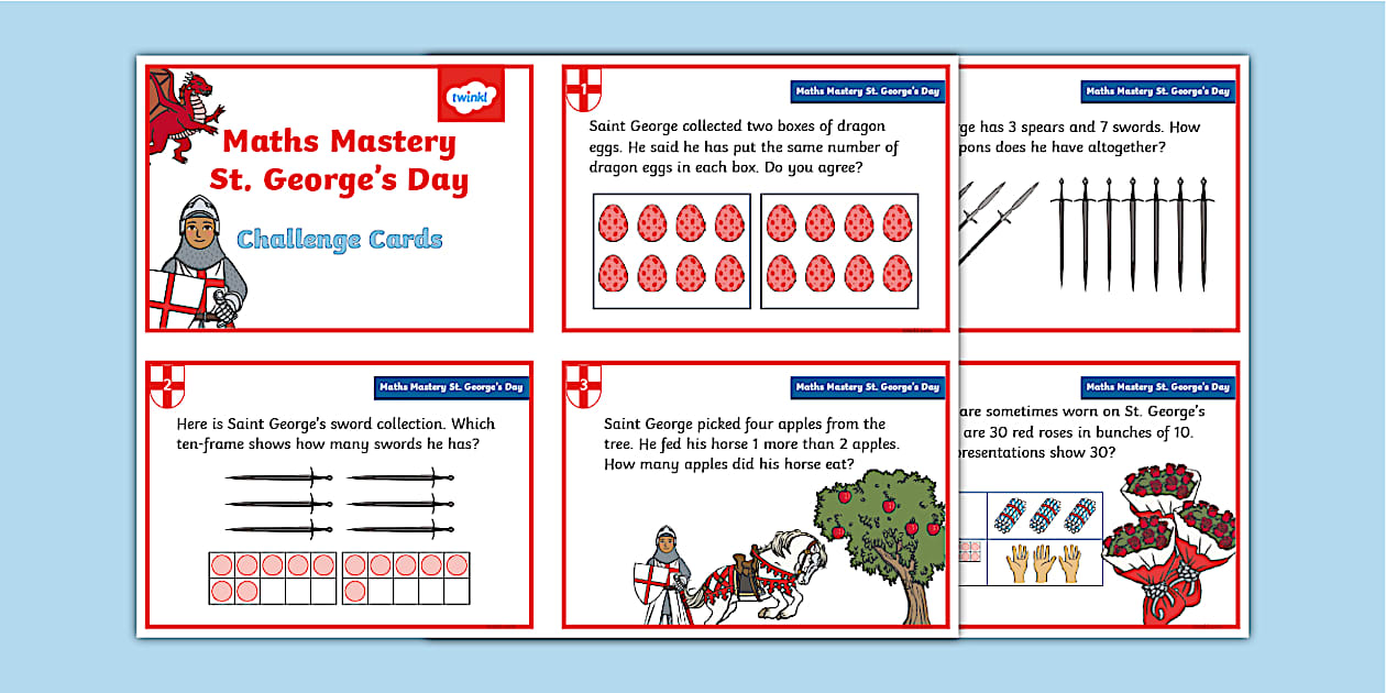 👉 Year 1 Maths Mastery St. George's Day Challenge Cards