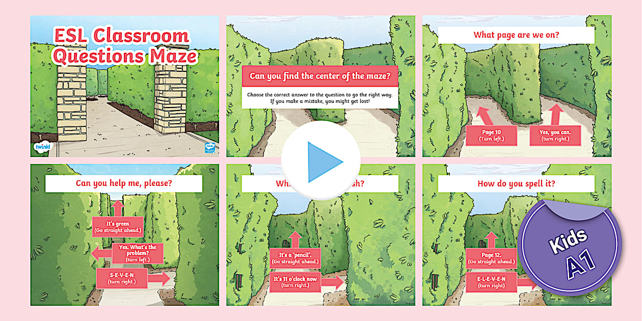 ESL Classroom Questions Maze [Kids, A1] (teacher made)