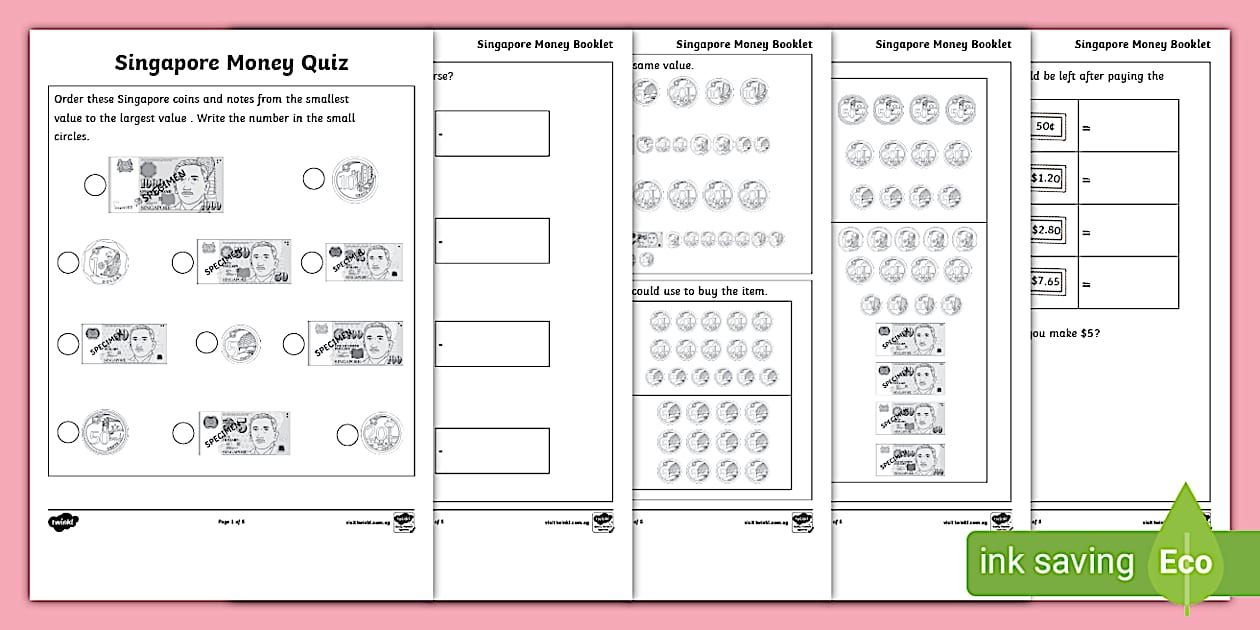 Singapore Money Booklet (teacher made) - Twinkl