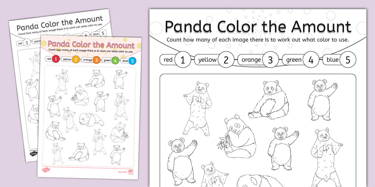 Panda Color the Amount Worksheet (teacher made) - Twinkl