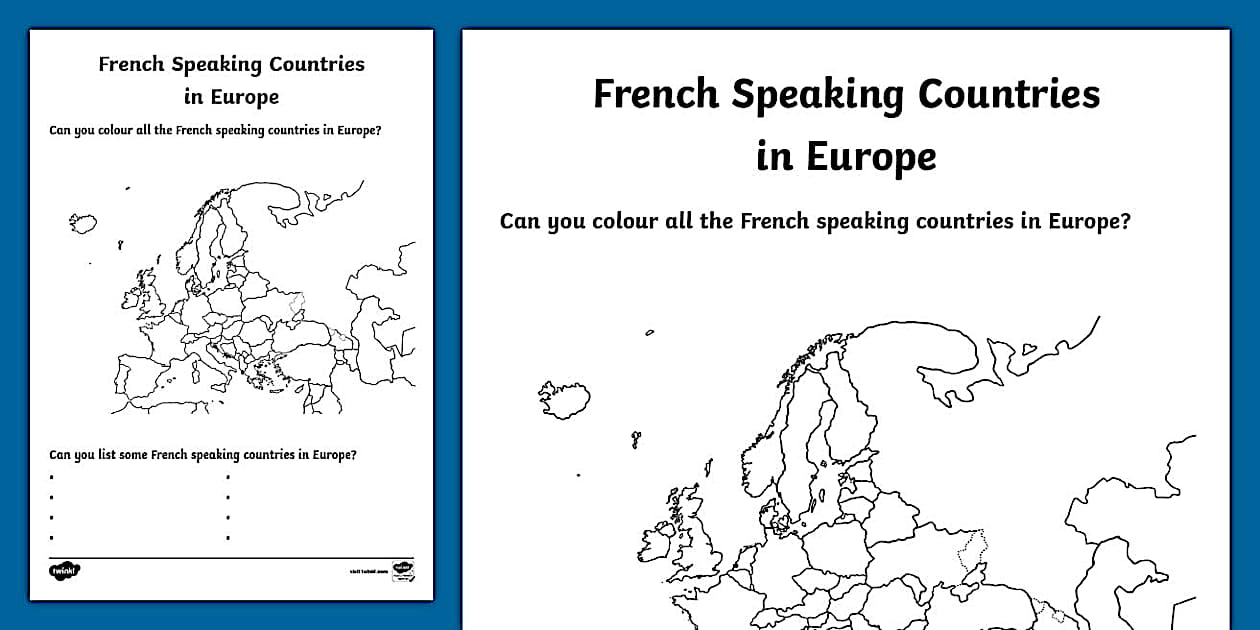 French Speaking Countries in Europe Activity Sheet