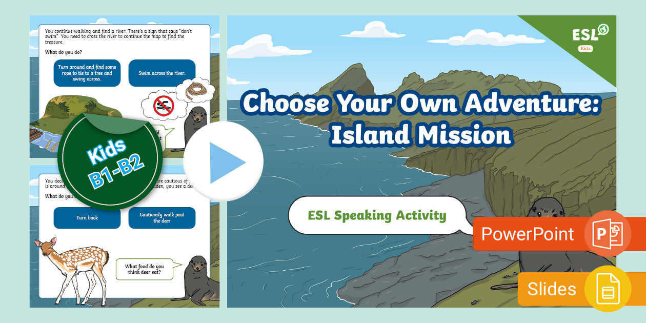 ESL Choose Your Own Adventure Island Mission [Kids, B1-B2]