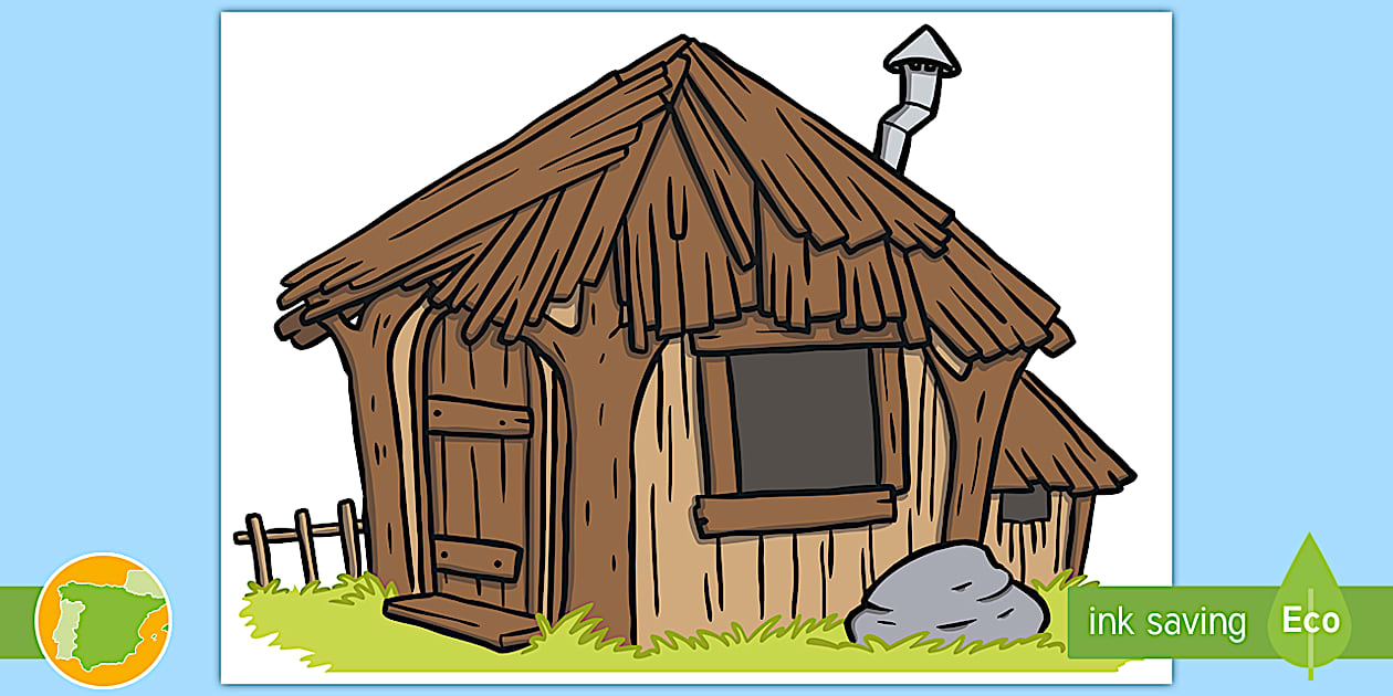 Recortable Casa De Madera Los Tres Cerditos Twinkl