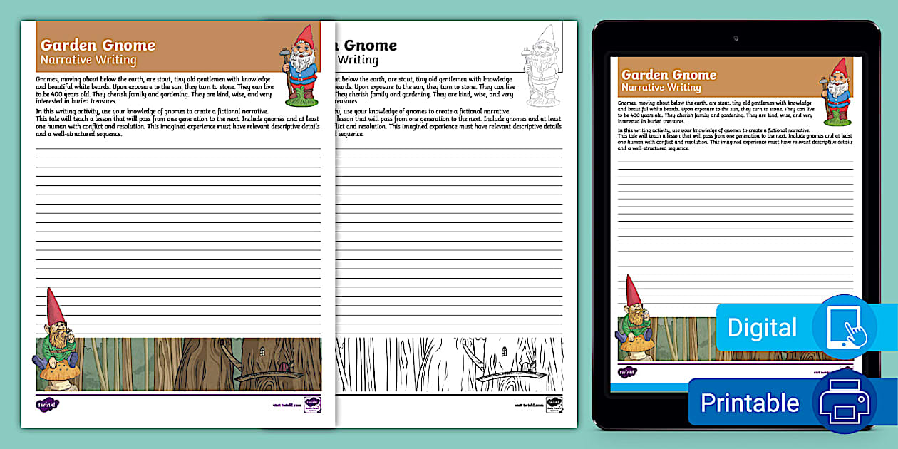 Sixth Grade Garden Gnome Narrative Writing Activity - Twinkl